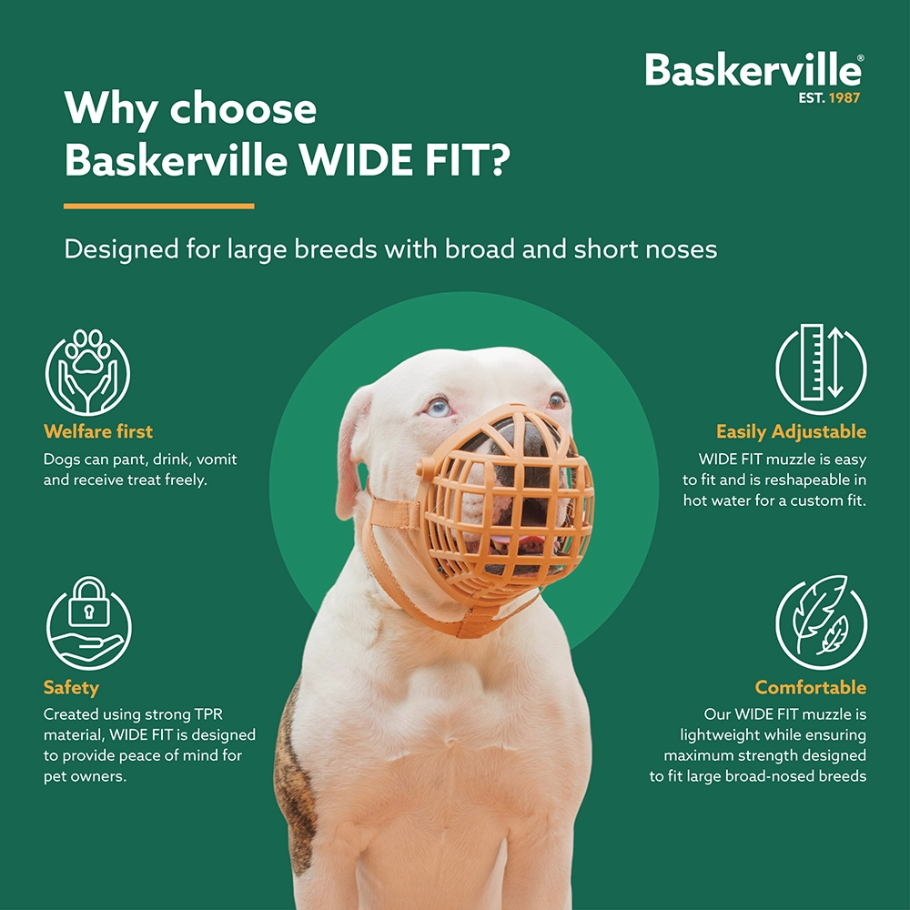 Baskerville Wide fit munkorg | Till hund med bred nos