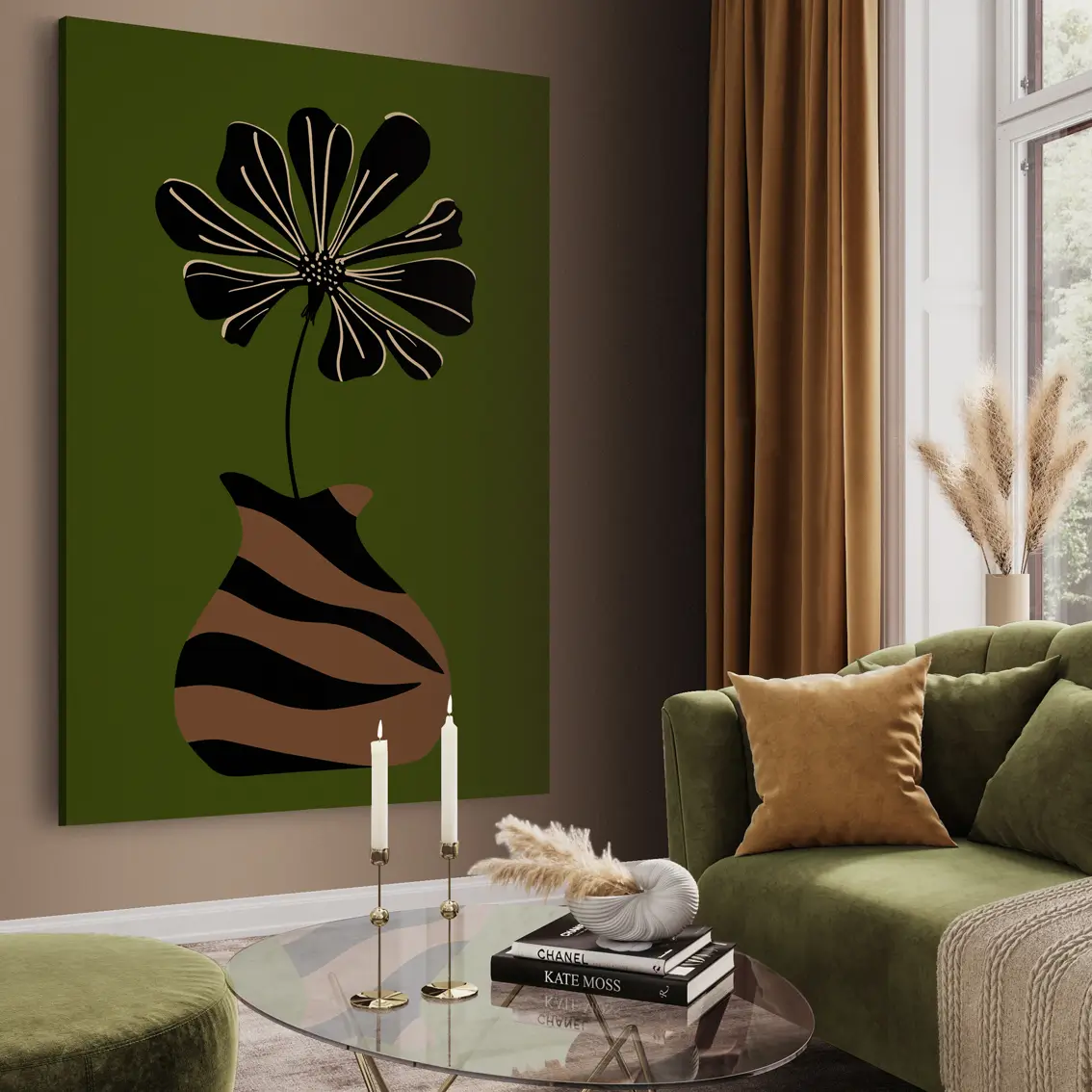 Midnight Bloom Vessel – Mørk Blomst i Stripet Vase Illustrasjon ...