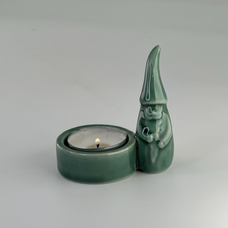 Tea light holder with Santa Claus Nils, Green - Miljögården - Gamla ...