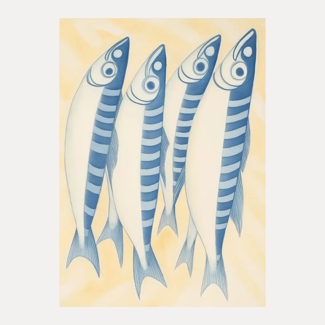 Sardine Parade – Poster med sardiner | Canvasbutik.se