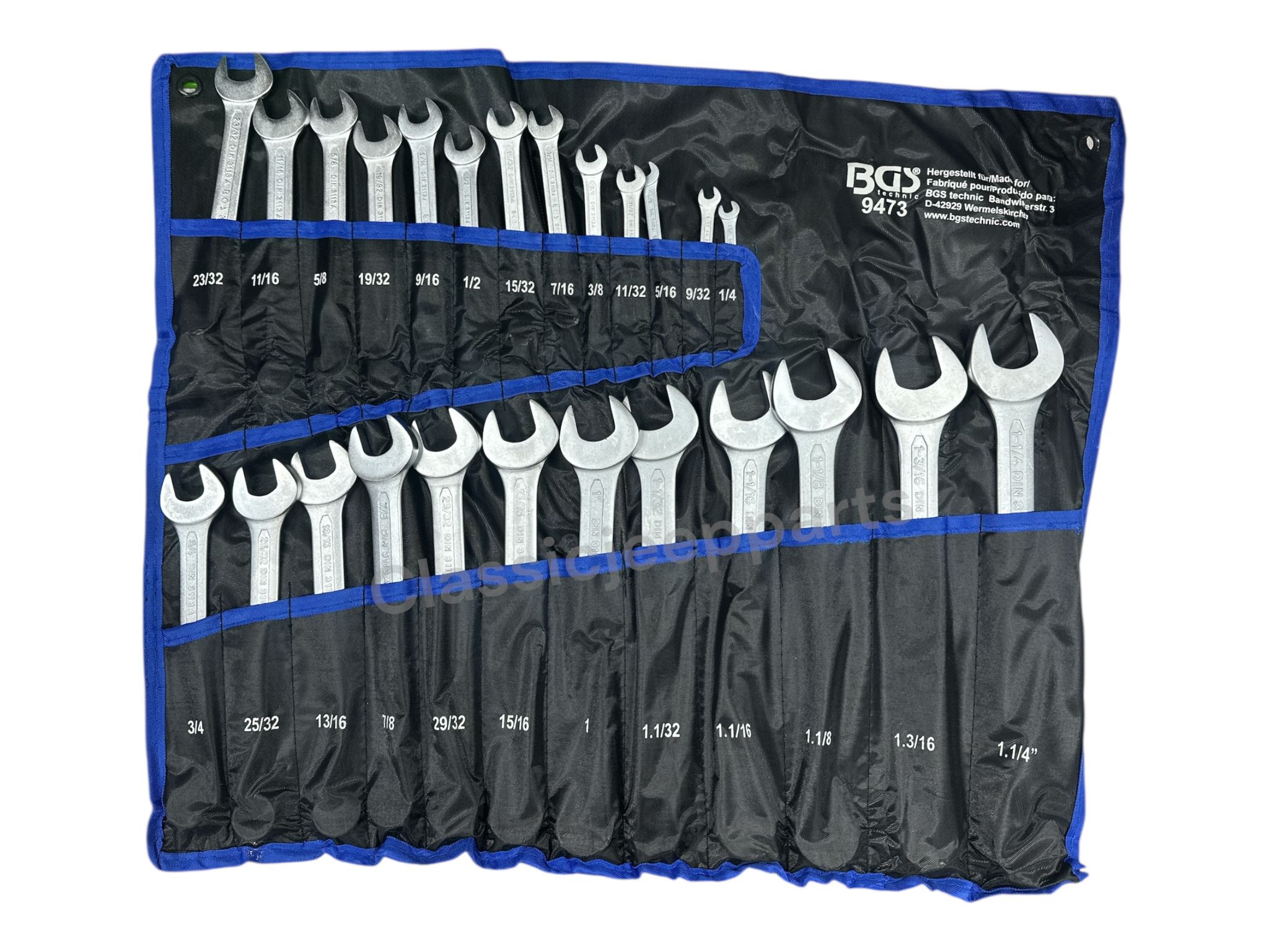 Combination spanner set, Inch sizes