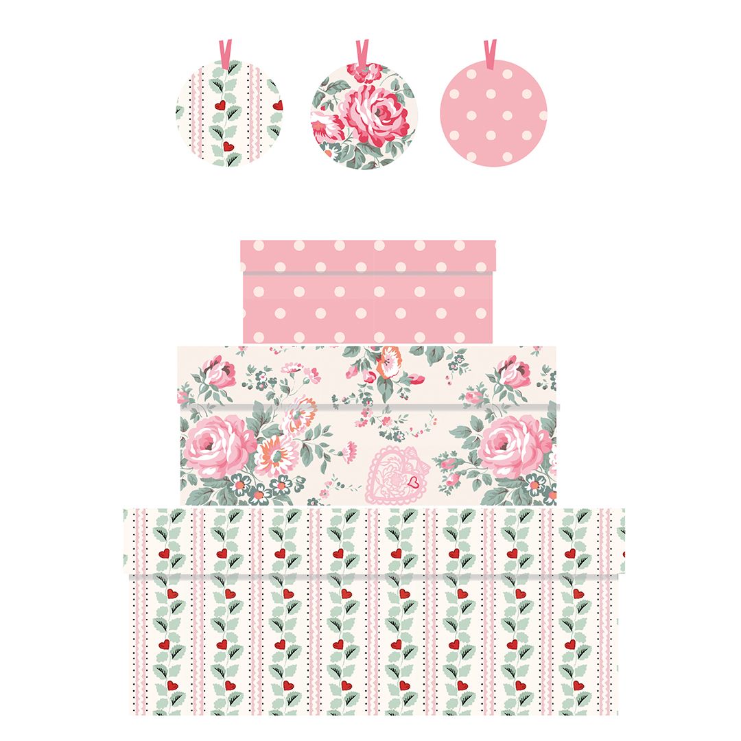 CK Rose Heart Stripe Nest of Boxes - paperme.se