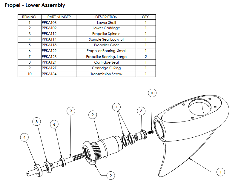 Native Watercraft Propel Drive - Spare Parts Overview - KayakAngler.eu