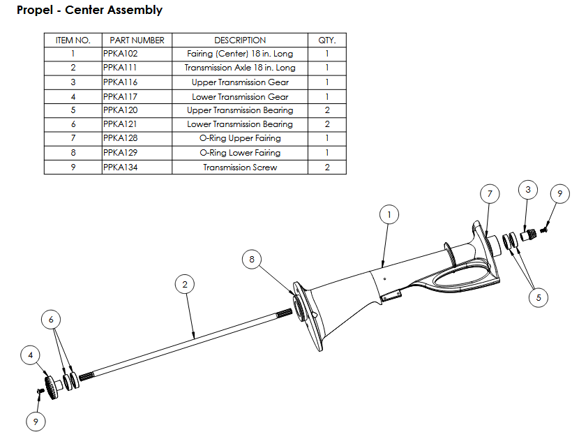 Native Watercraft Propel Drive - Spare Parts Overview - KayakAngler.eu