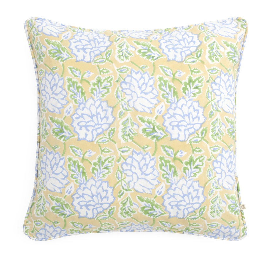 Chamois Cushion Cover Dahlia Yellow & Green - 50x50cm - Hamptons
