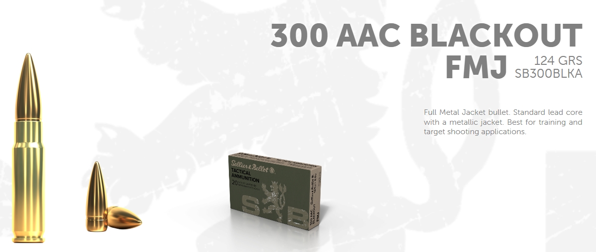 Sellier & Bellot .300 ACC Blackout FMJ Tactical 8g / 124gr - Jakt ...