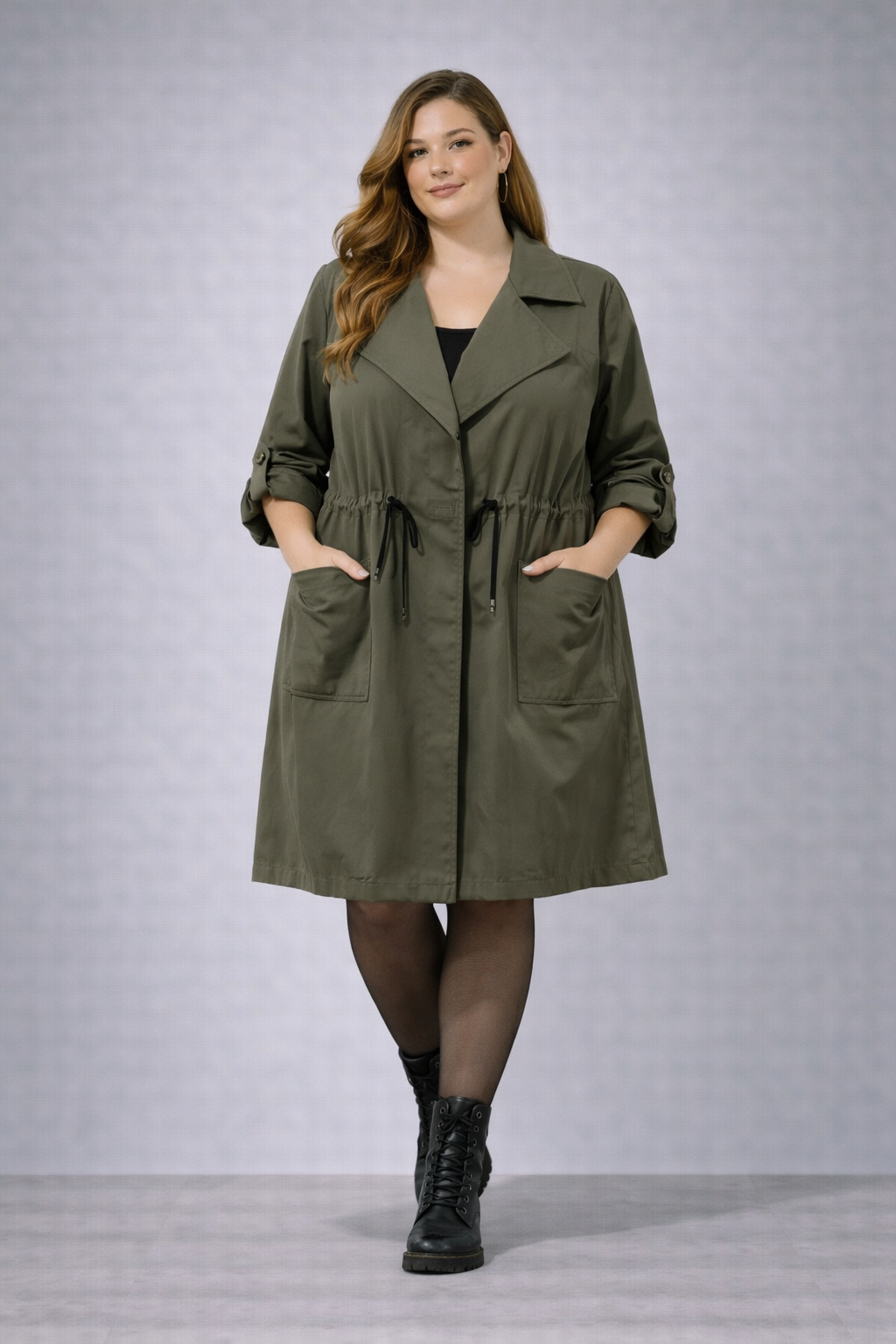 Kappa med snörning i midja, khaki - VKKS