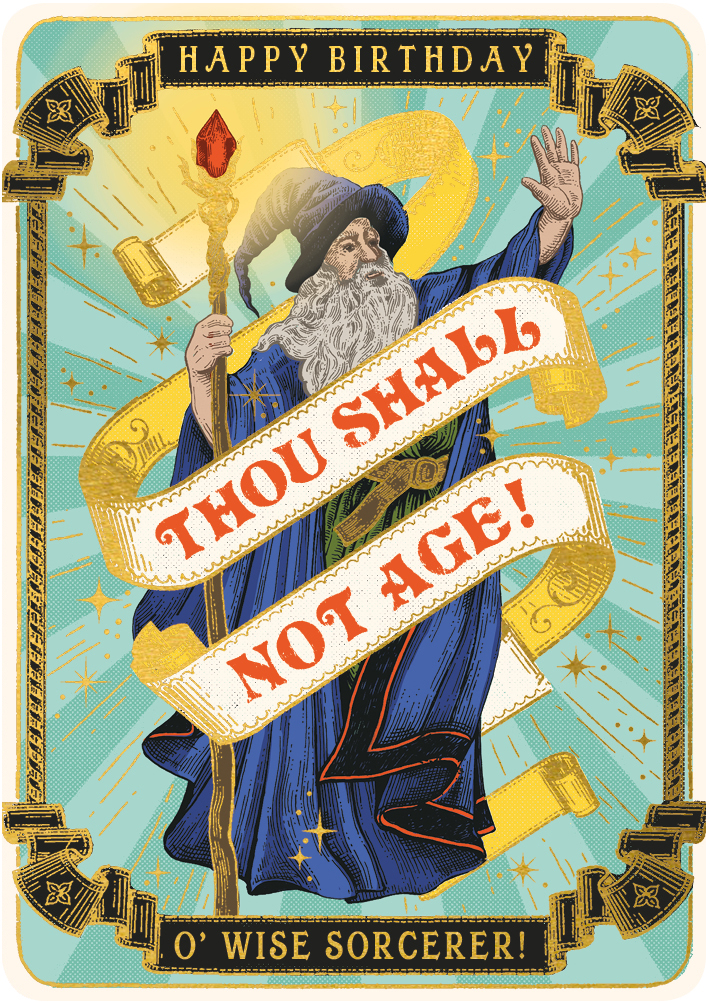 Huzzah Thou Shall Not Age Birthday Card - paperme.se