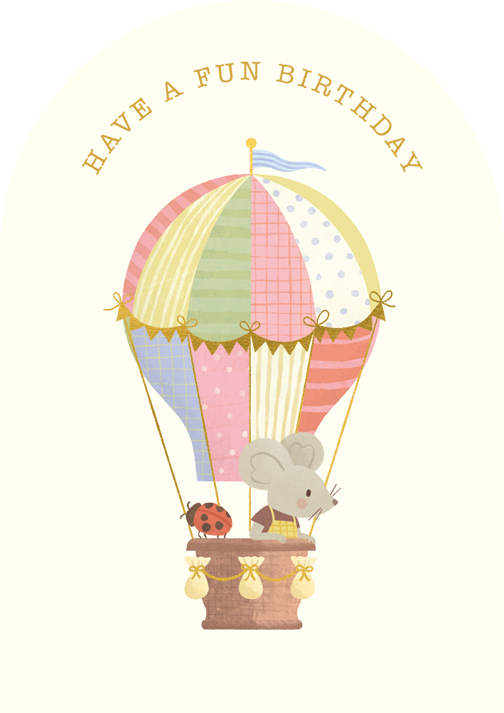 Little Mouse Hot Air Balloon Birthday Card - paperme.se