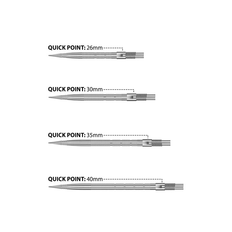 Harrows Micro Grip Quick Point Silver 26mm - Dartstore Sweden