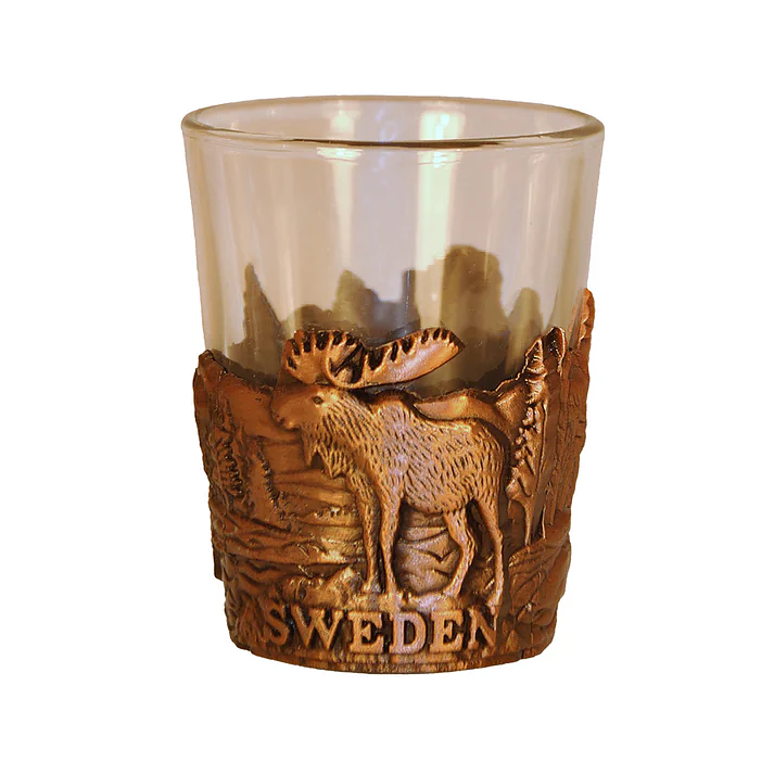 Shot Glass Sweden Moose Bronze Metal