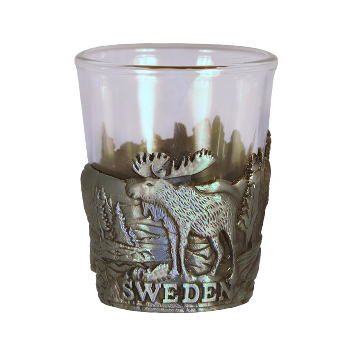 Shot Glass Sweden Moose Silver Metal