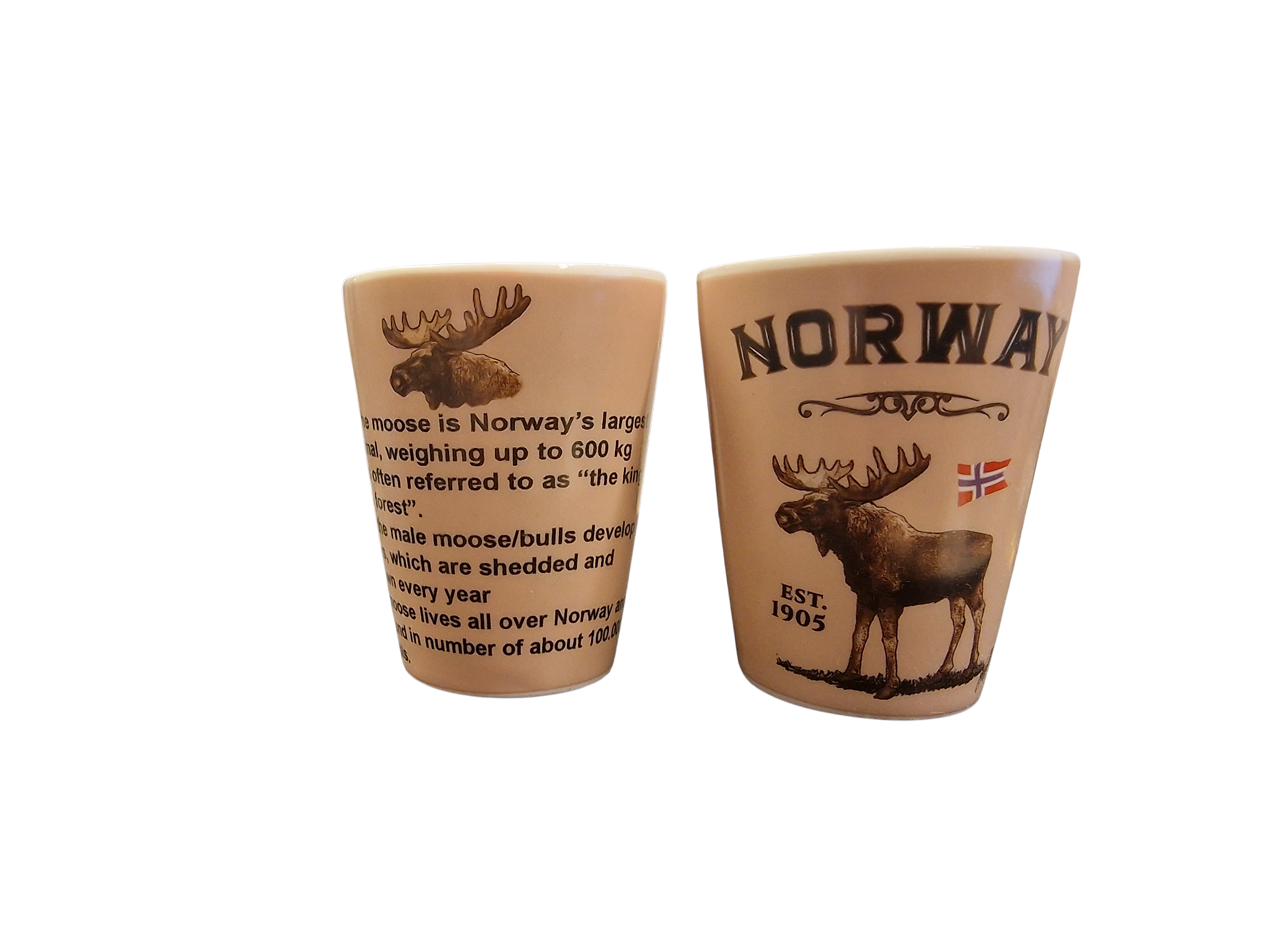 Shot glass Moose Norway 2 pack Brown