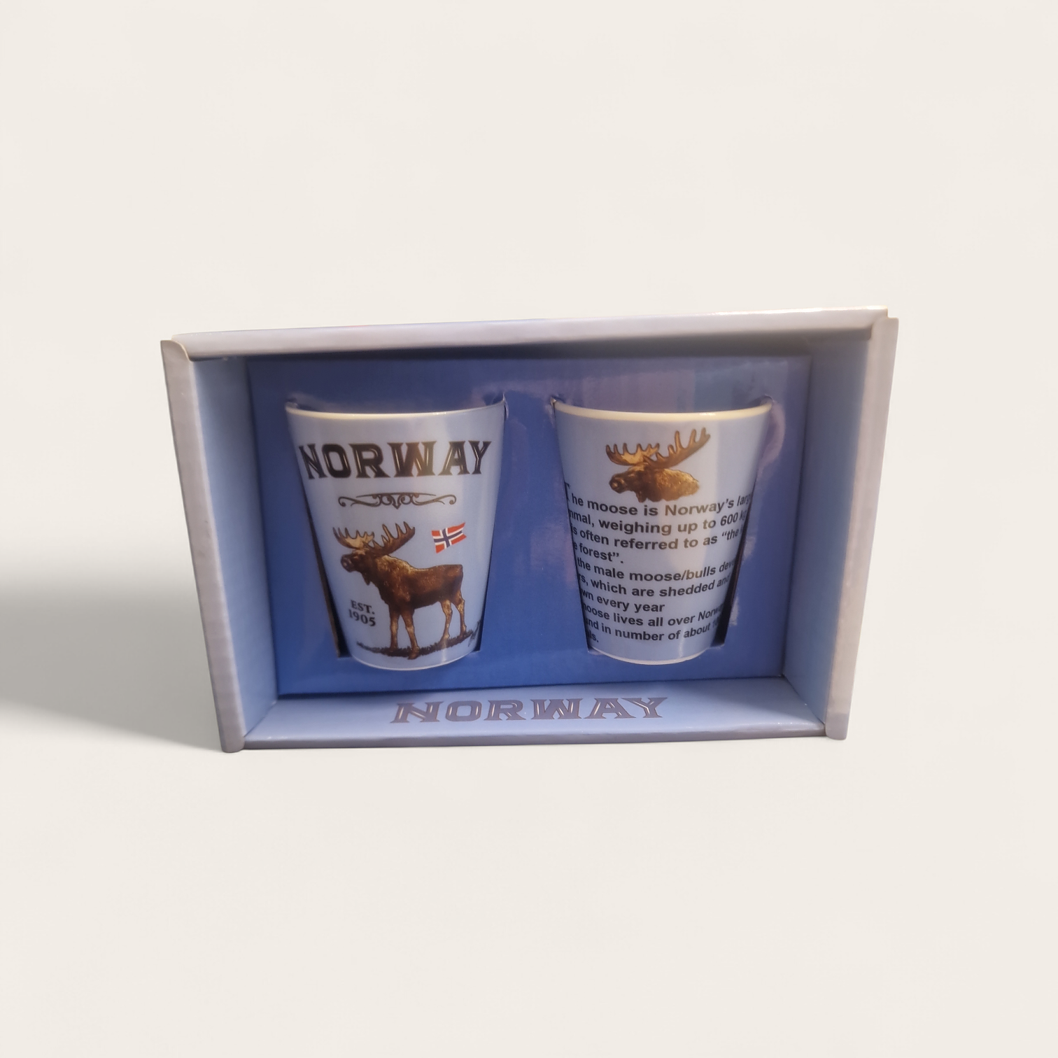 Shot glass Moose Norway 2 pack Blue