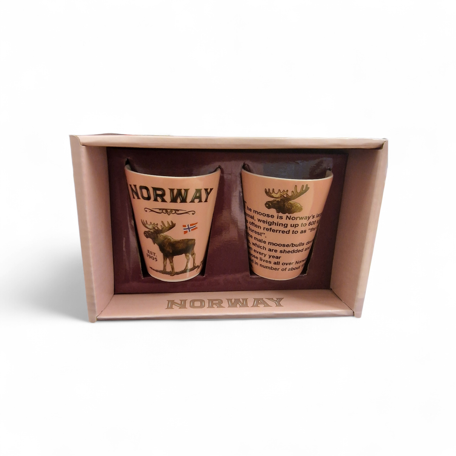 Shot glass Moose Norway 2 pack Pink