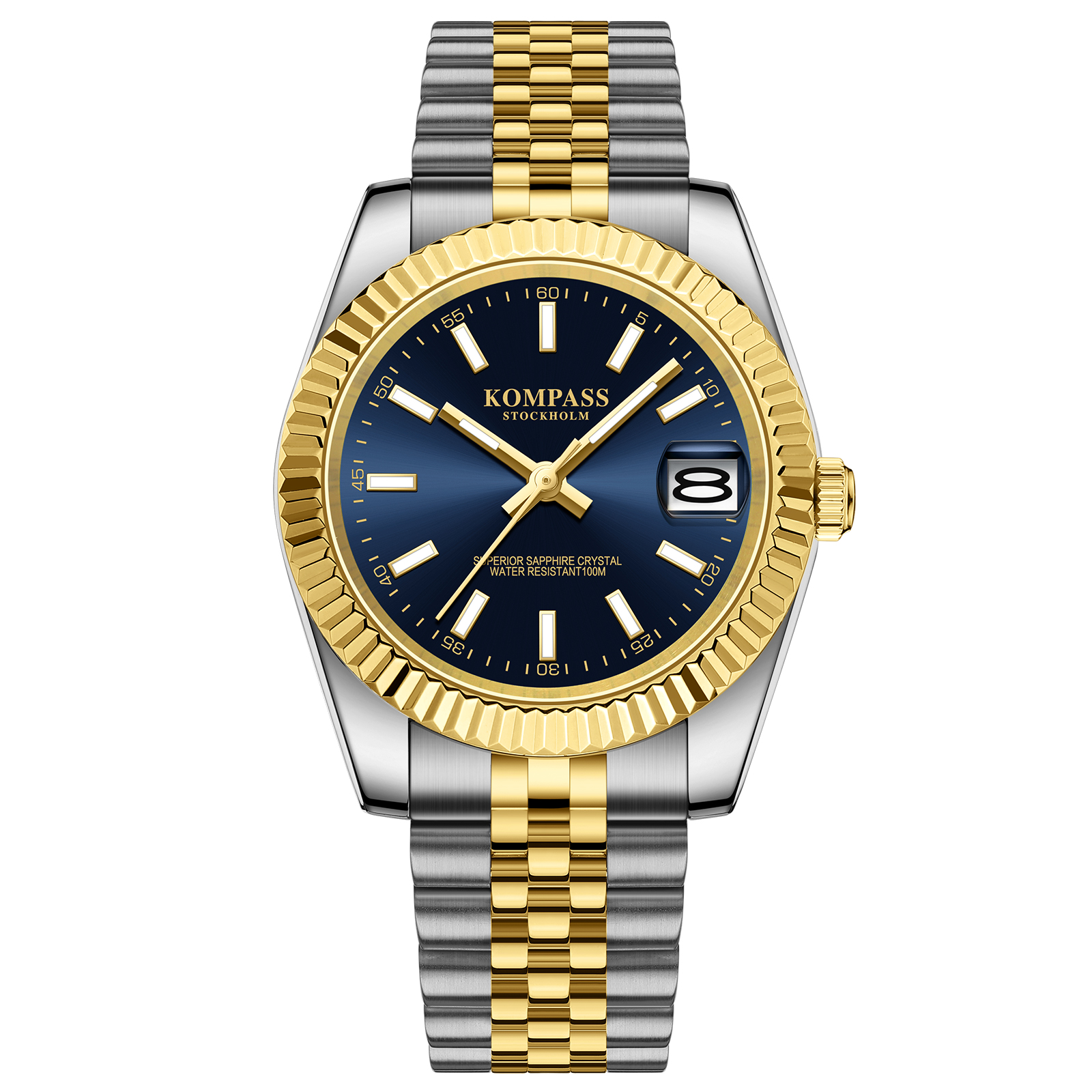 Kompass Santorini Sapphire Steel Silver Gold Blue