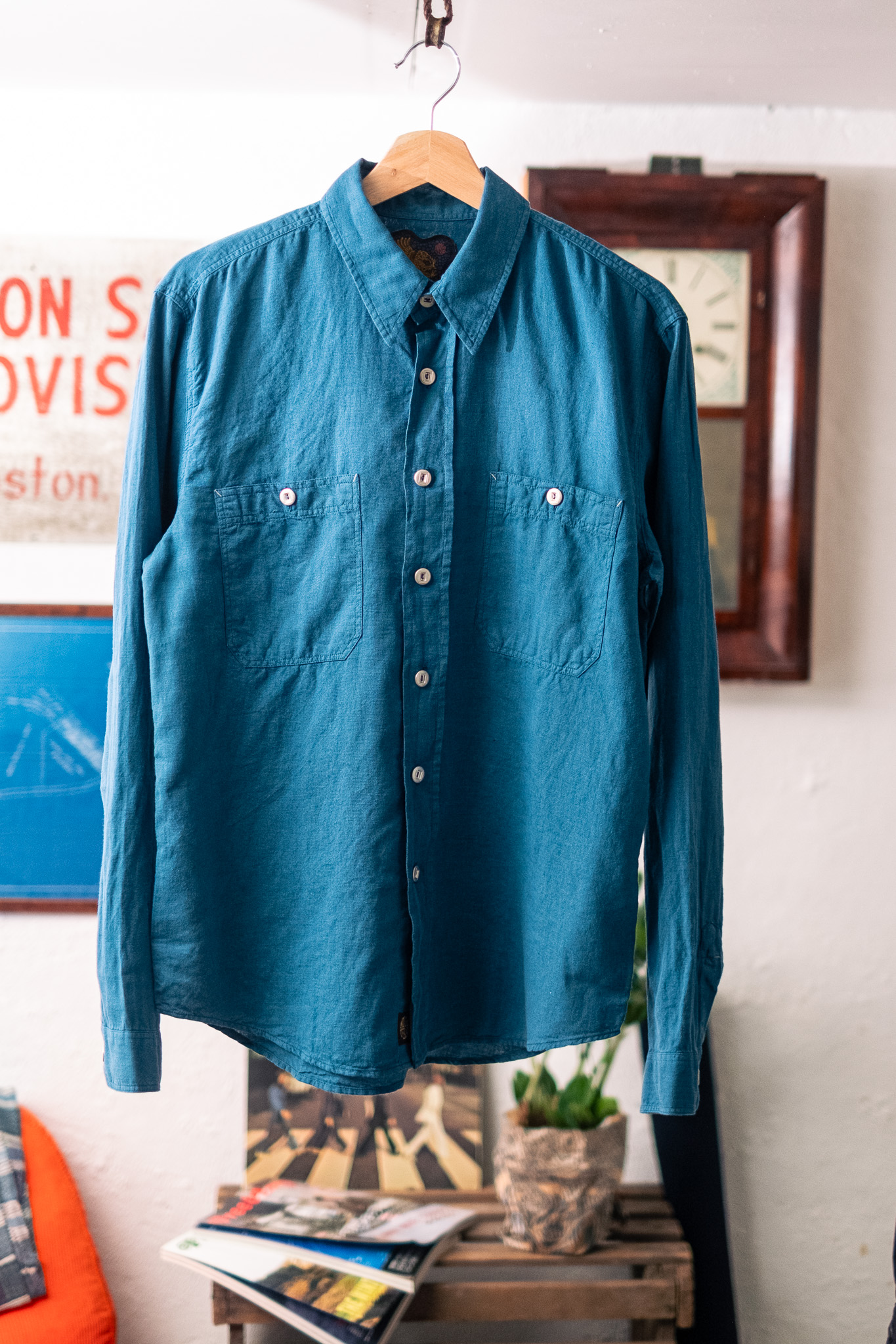 Indigofera - McAllen Mill Scale Canvas Ocean Blue Cotton/Linen ...