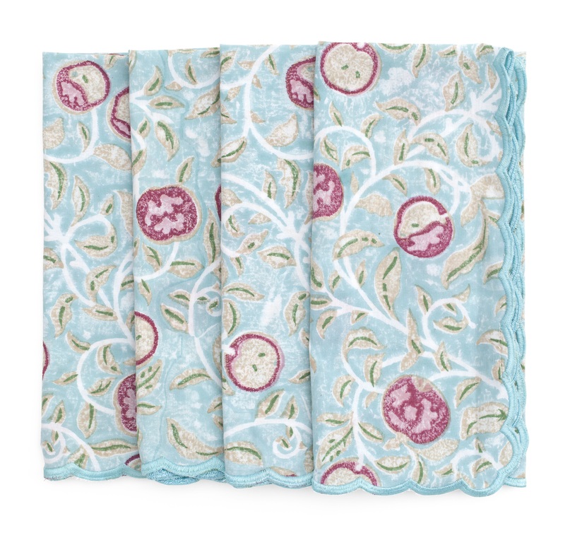 Napkins Scallop - Apple -Turquoise 4-pack 50x50 - MiNilla