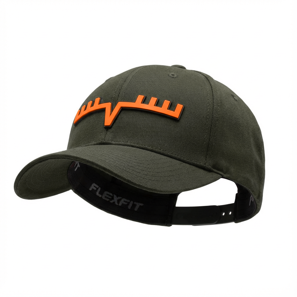 Eight Pointer™ Dark Green Rubber Patch FlexFit Snapback Cap ...
