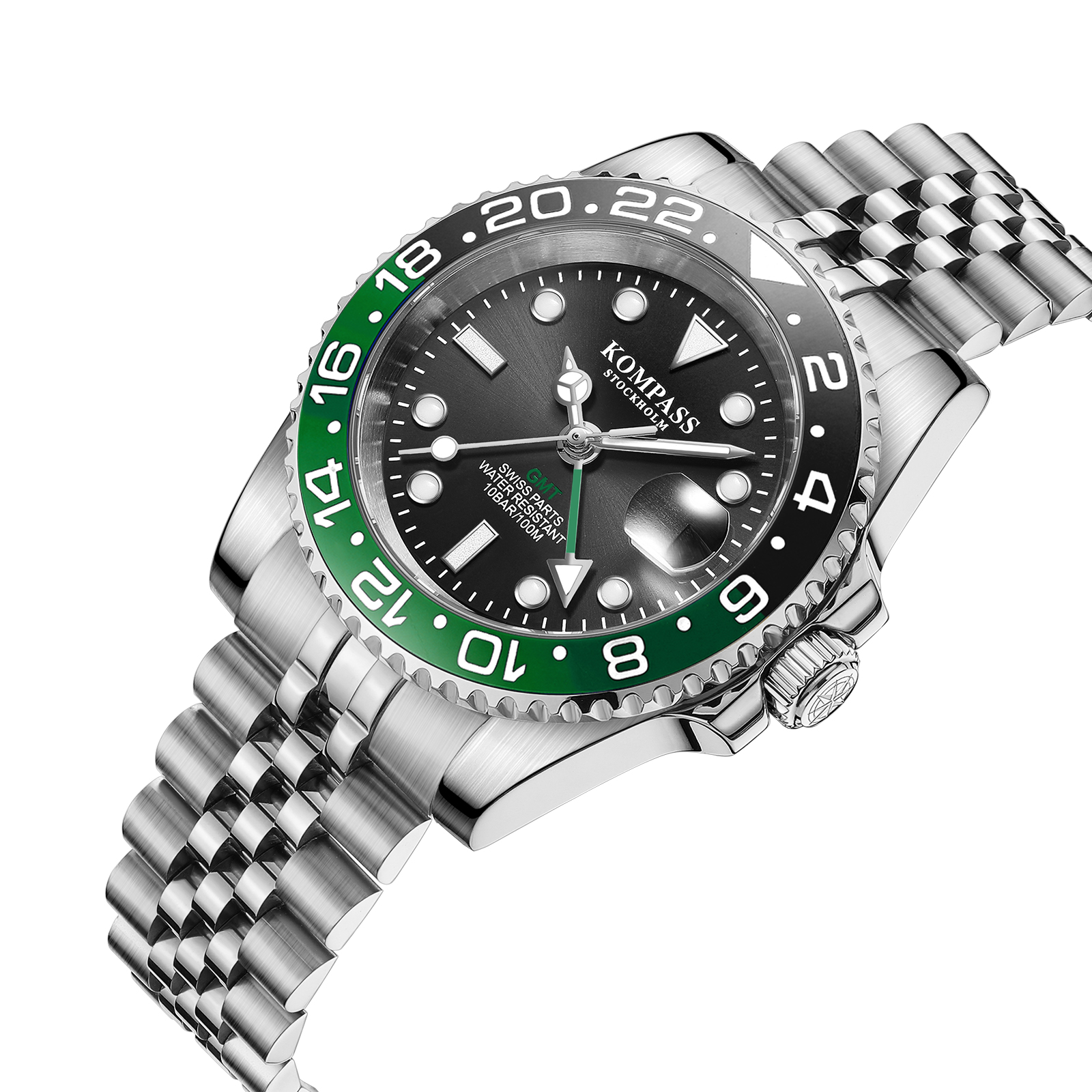 Kompass GMT-Professional Jubilee Sapphire Steel Black Green