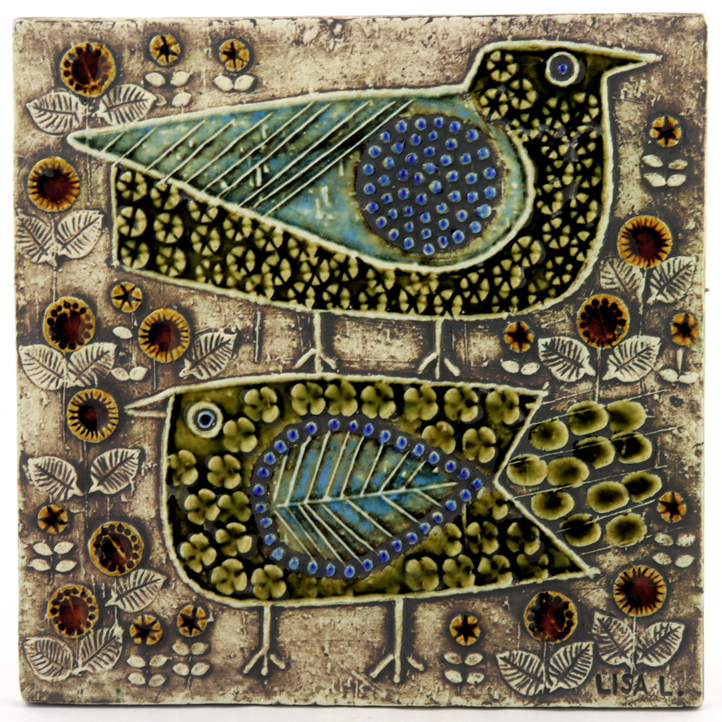 Lisa Larson (Unik 1961) Beautiful Birds Wall Plaque (8)