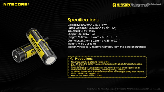 Nitecore NL2150RX Rechargeable battery - Backpackinglight.dk