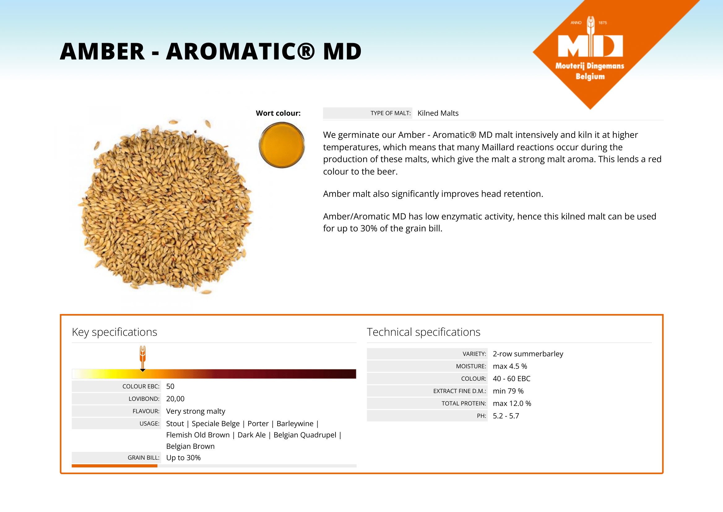 Aromatic malt Dingemans, hel malt, 25 kg - Mr. Malt