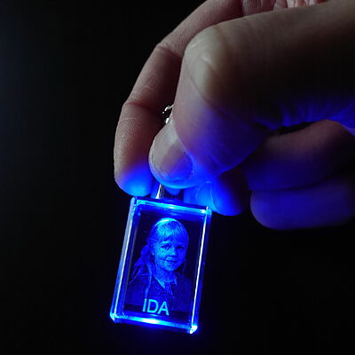 2D Crystal Keyring Rek Blue light - Sweden Crystal Design