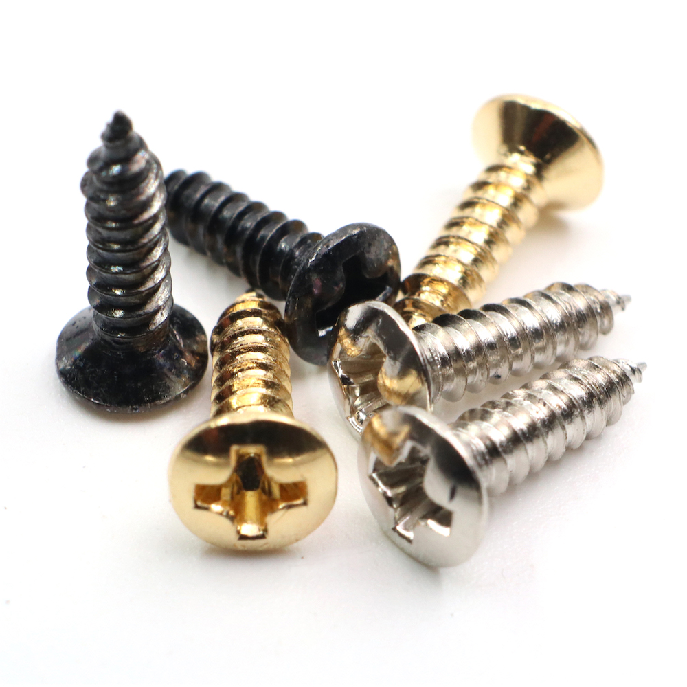 strings.fi - Pickguard Screws 3 x 12mm (Chrome, Black & Gold)