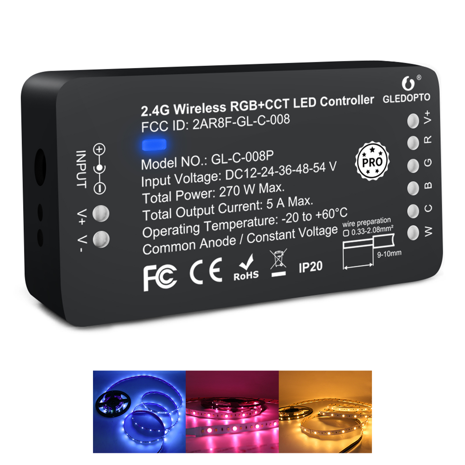 GLEDOPTO PRO RGB+CCT Zigbee-controller för LED-lister - Gröna Hus