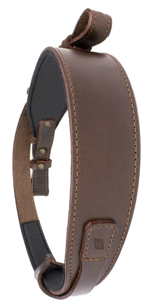 Brown leather rifle strap with hand grip - VILDMARKEN® Brand Store