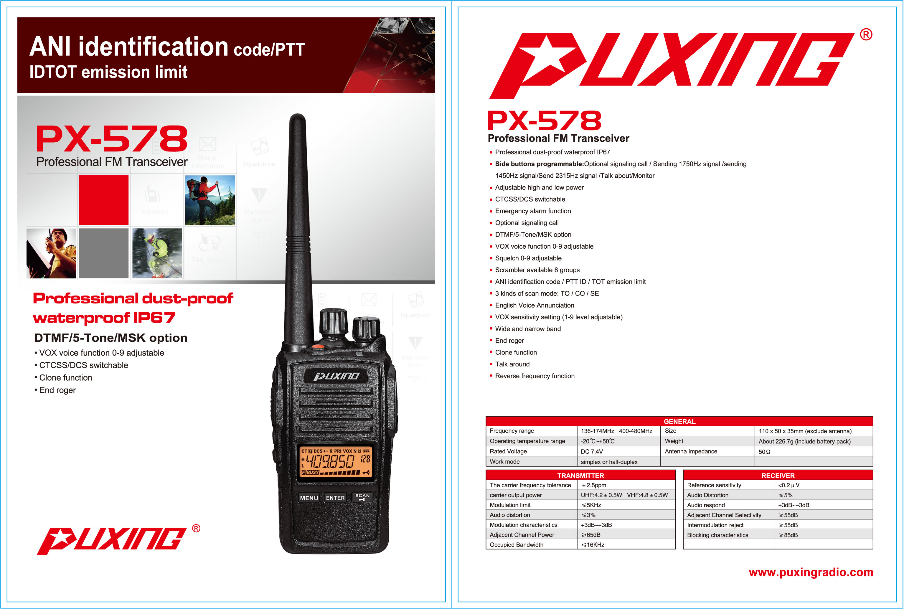 Komradio - Prisvärd komradio - Rakom.se - Puxing PX-578 UHF 400-470 MHz