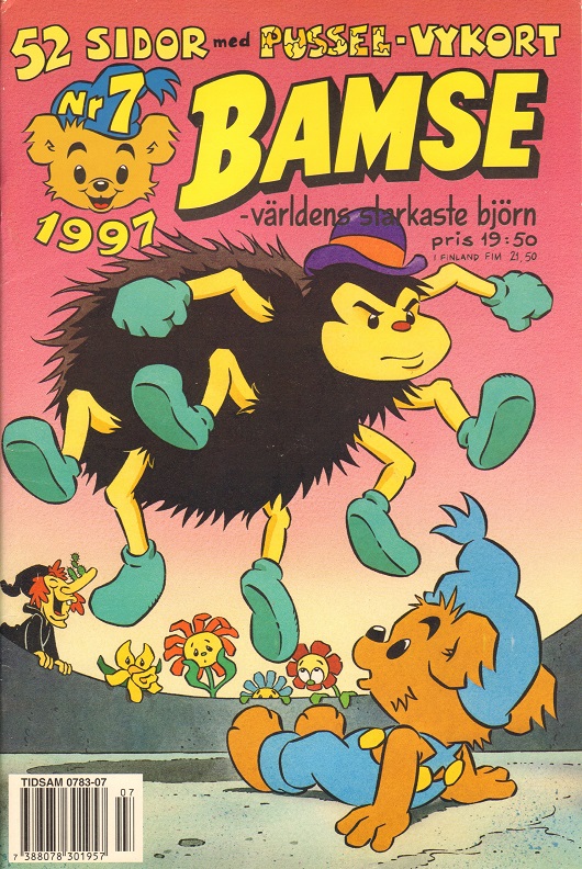 Bamse nr 7 1997, 52-sidor med Pusselvykort, !Mindre skada se text ...