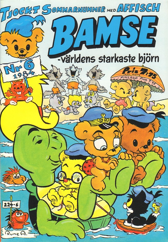 Bamse nr 6 1984, tjockt sommarnummer med affisch! - Seriekällaren
