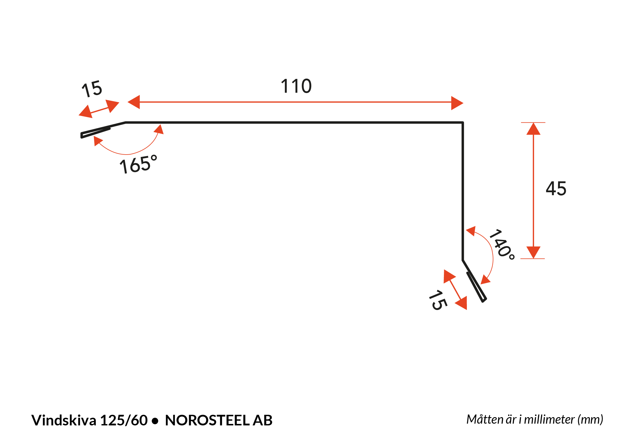 Vindskiva 125x60x2500 mm / 0,5 mm, Vit - Norosteel AB