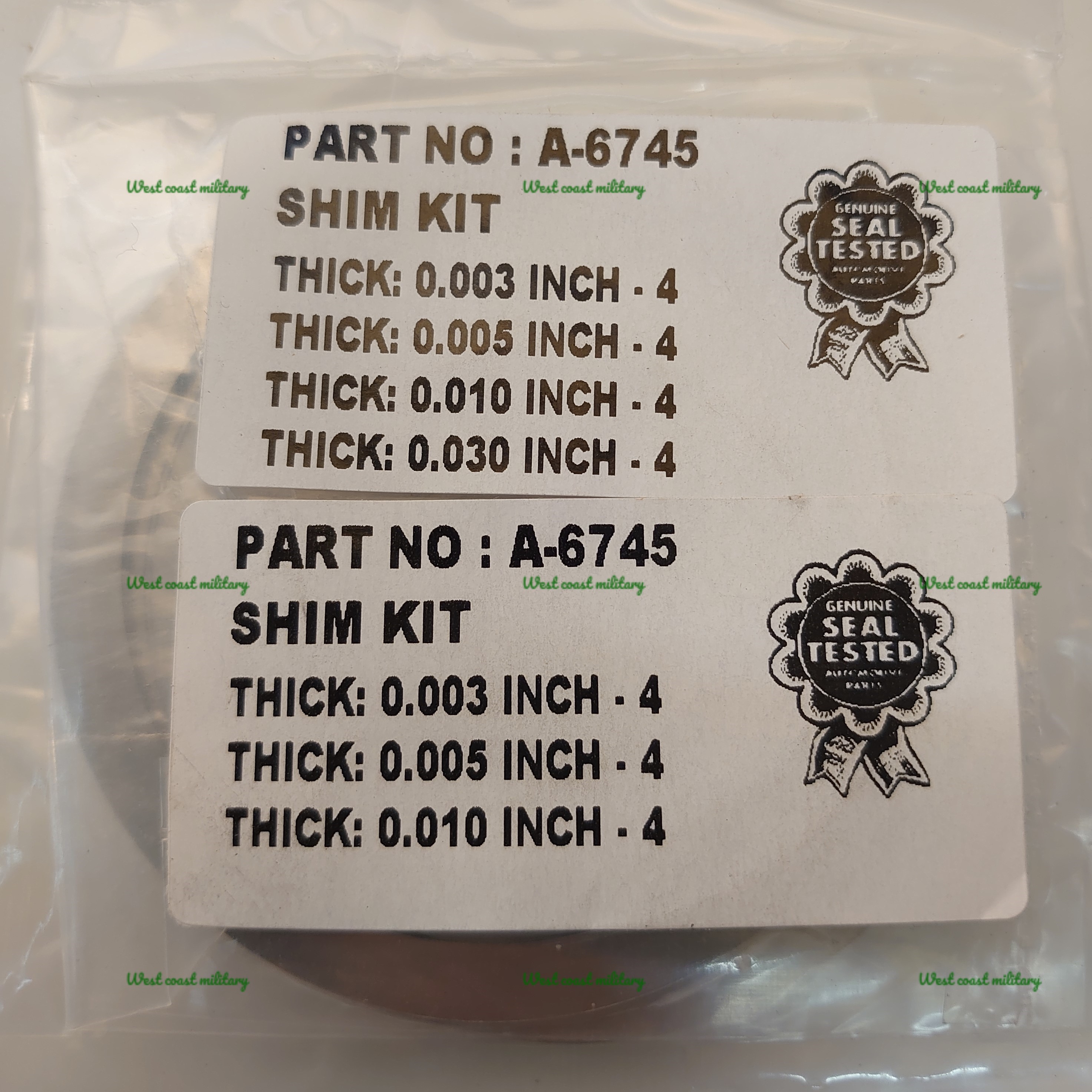 Shim kit pinion - West coast military