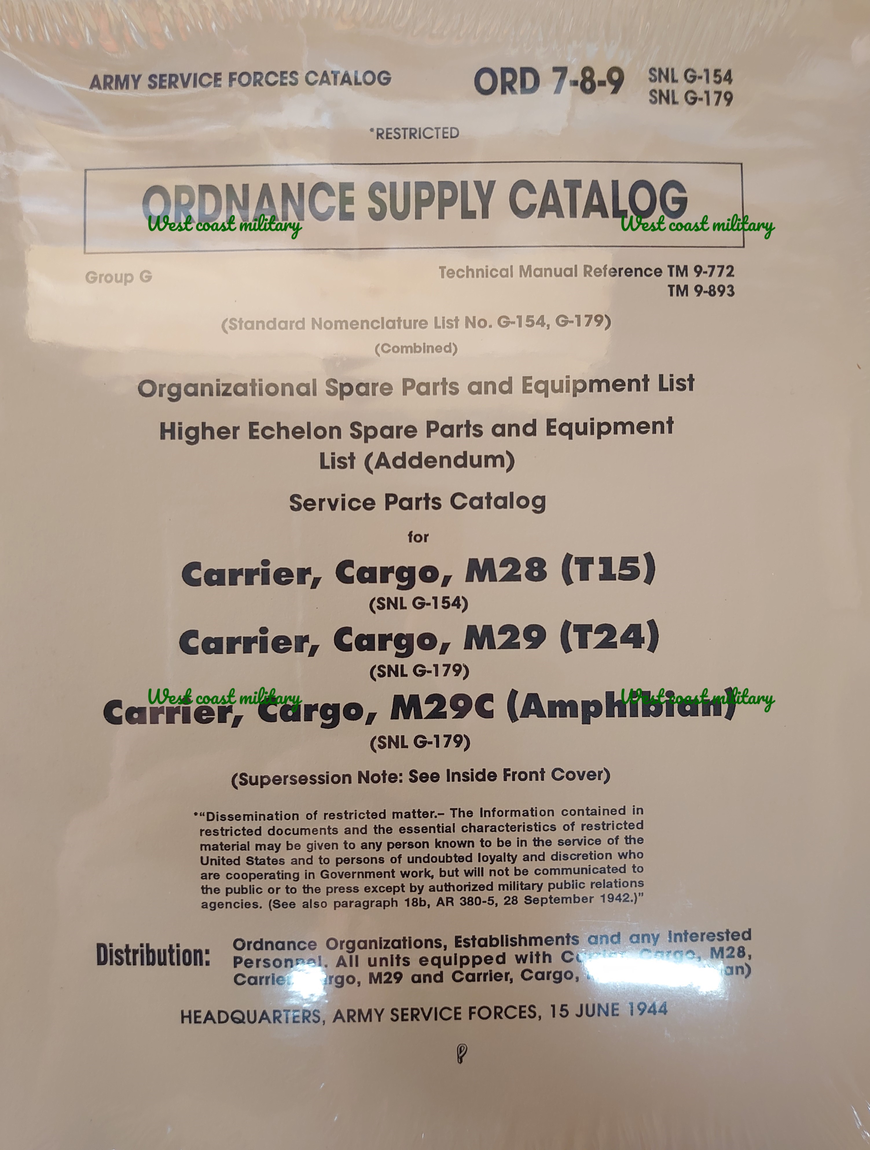 Weasel Illustrated Parts Manual (Studebaker T24, M28, M29) - West coast ...