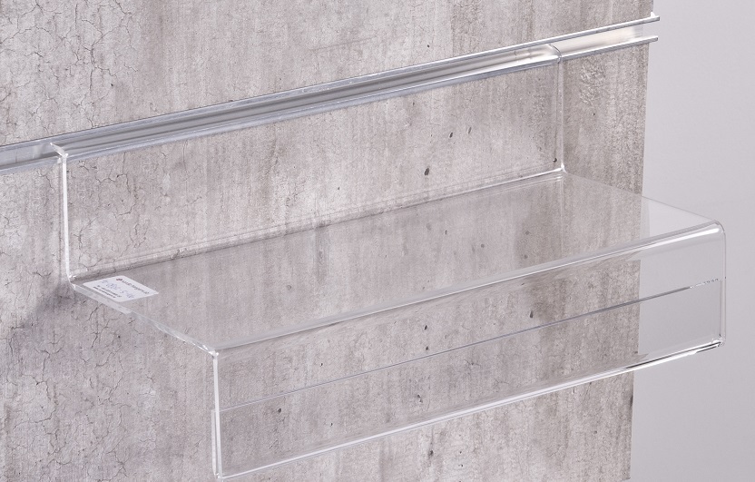 Acrylic shoe rack for grooved panel - Galgar.se