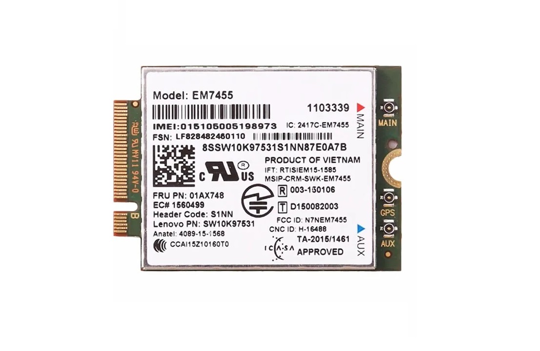 Lenovo WWAN Sierra Wireless AirPrime EM7455 LTE-A FRU 01AX748 4G LTE ...