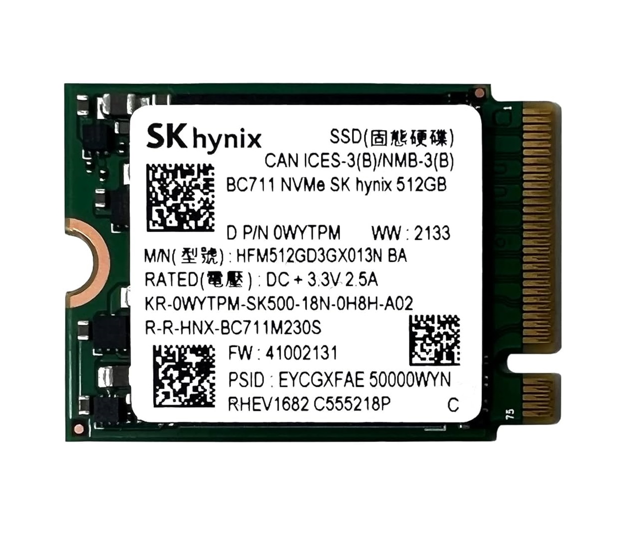 Begagnad 512GB SK hynix BC711 M2 2230 NVMe Gen3 x4 HFM512GD3GX013N ...