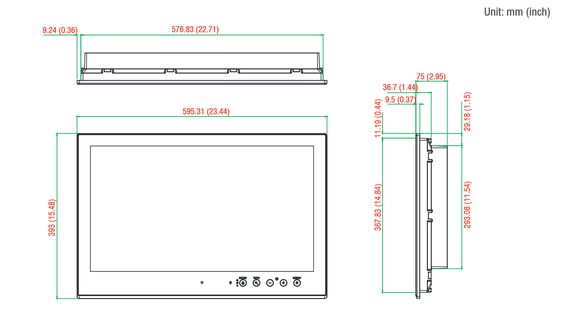 Moxa 24" Maritime Display , Flush mount,IEC 60945 approval - Diwiton Marine