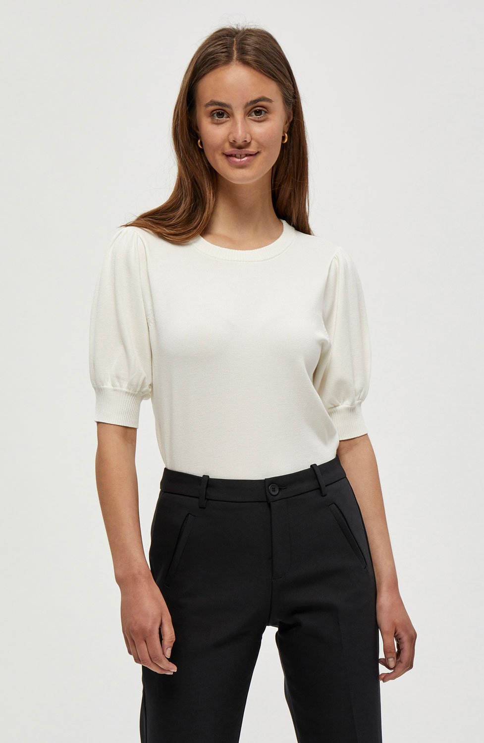 Topp Liva stickad kort ärm offwhite - Jacobssons