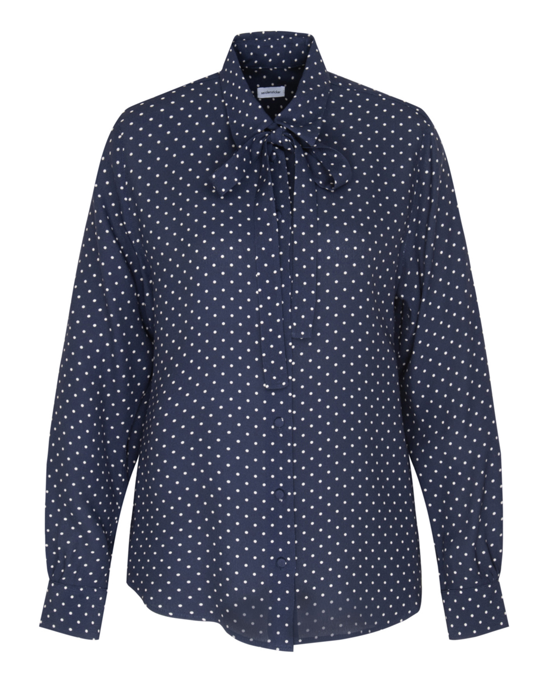 Skjortblus avtagbar knut blå/vit prickig - Jacobssons