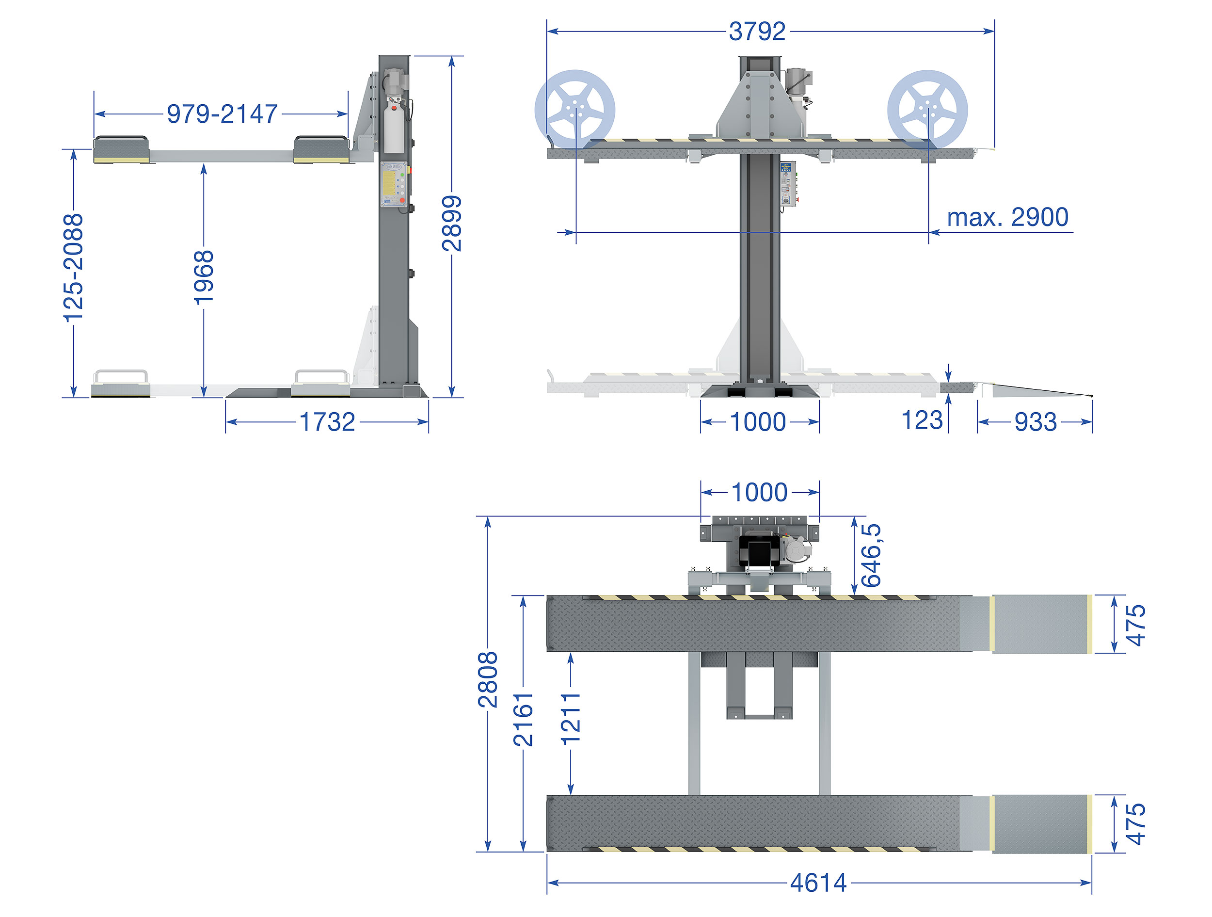 Enpelarlyft parkeringslyft 2,7 t (GRÅ) - Verkstadskungen