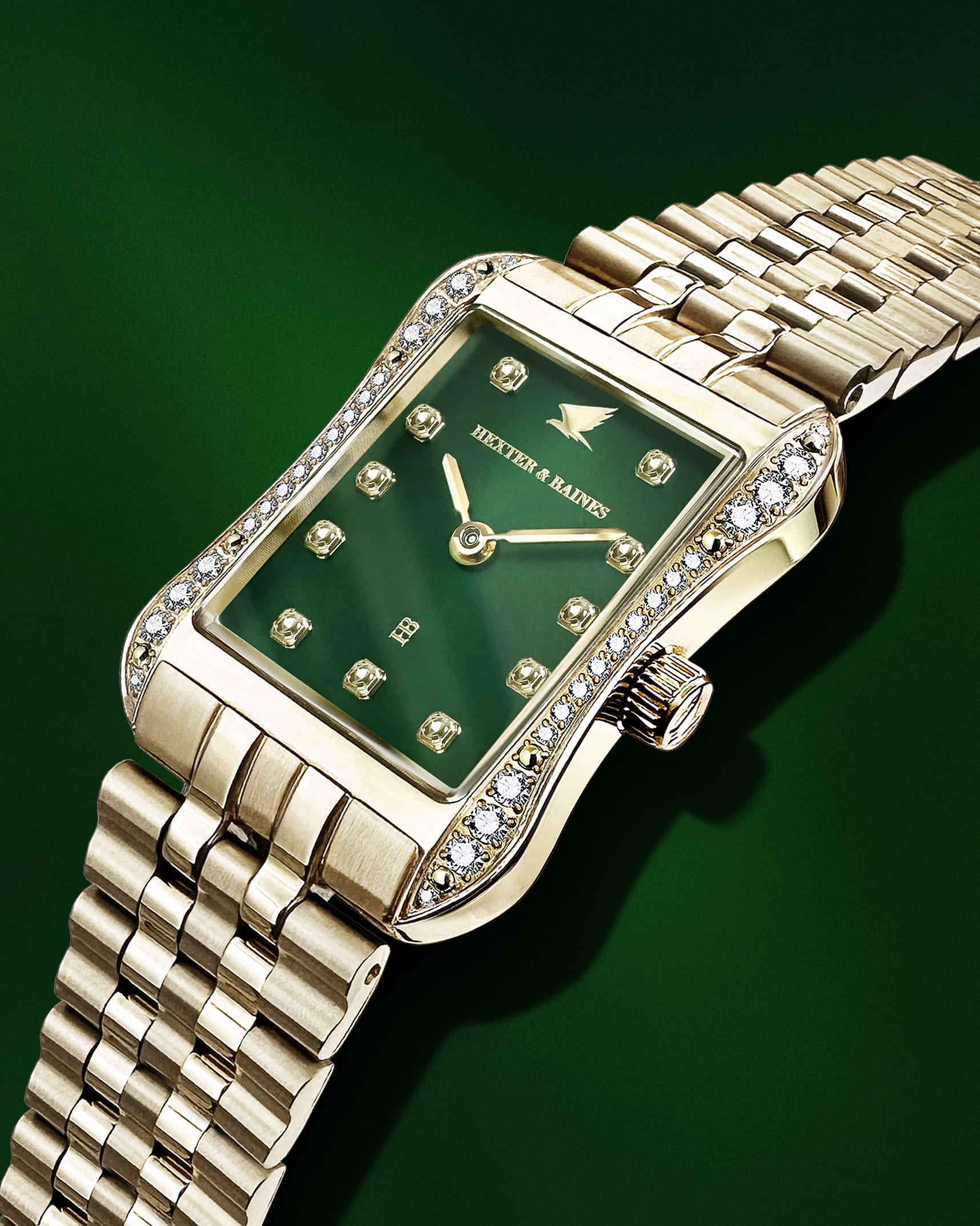 H&B Cronvas Pavé, Gold & Green - Hexter & Baines