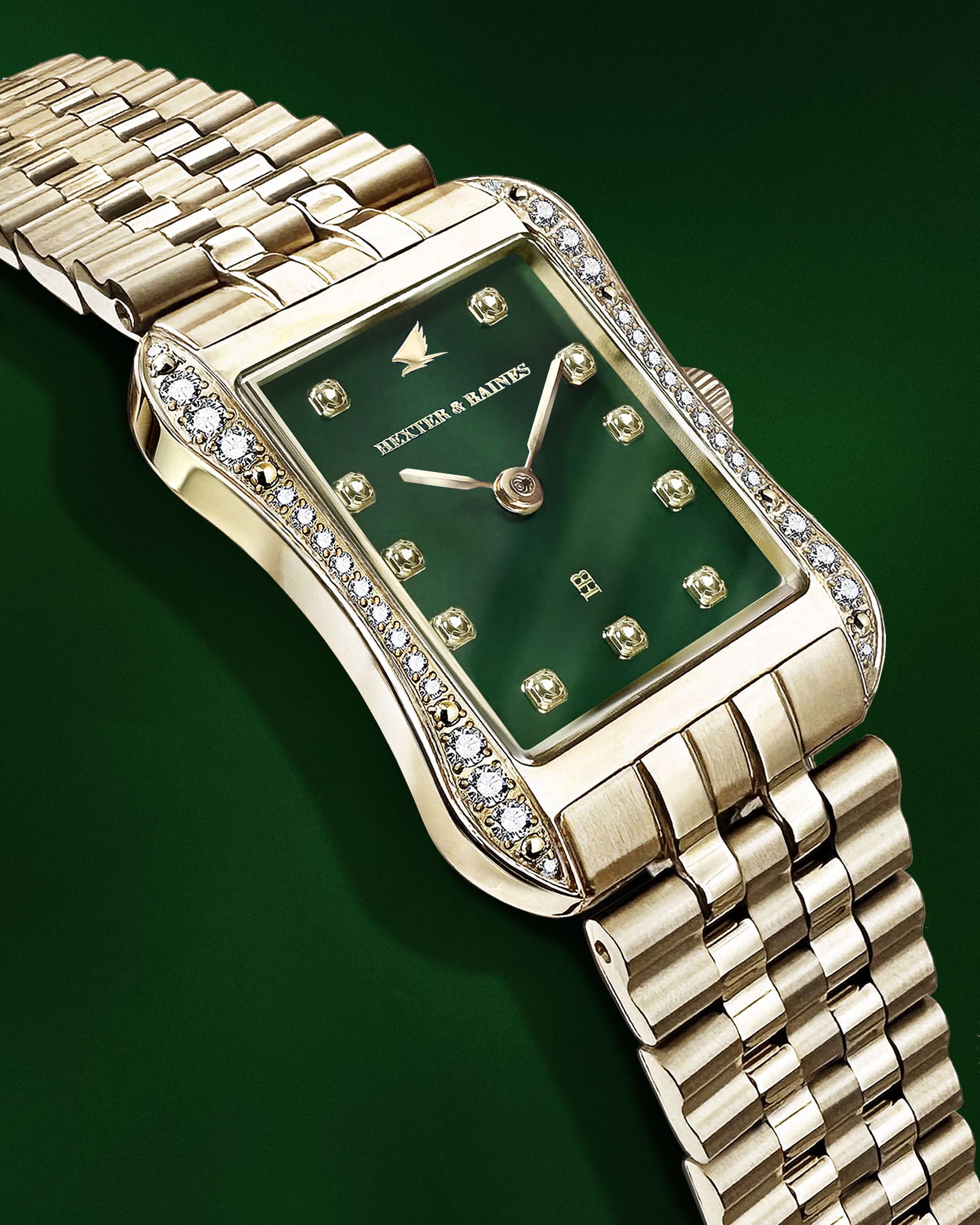 H&B Cronvas Pavé, Gold & Green - Hexter & Baines