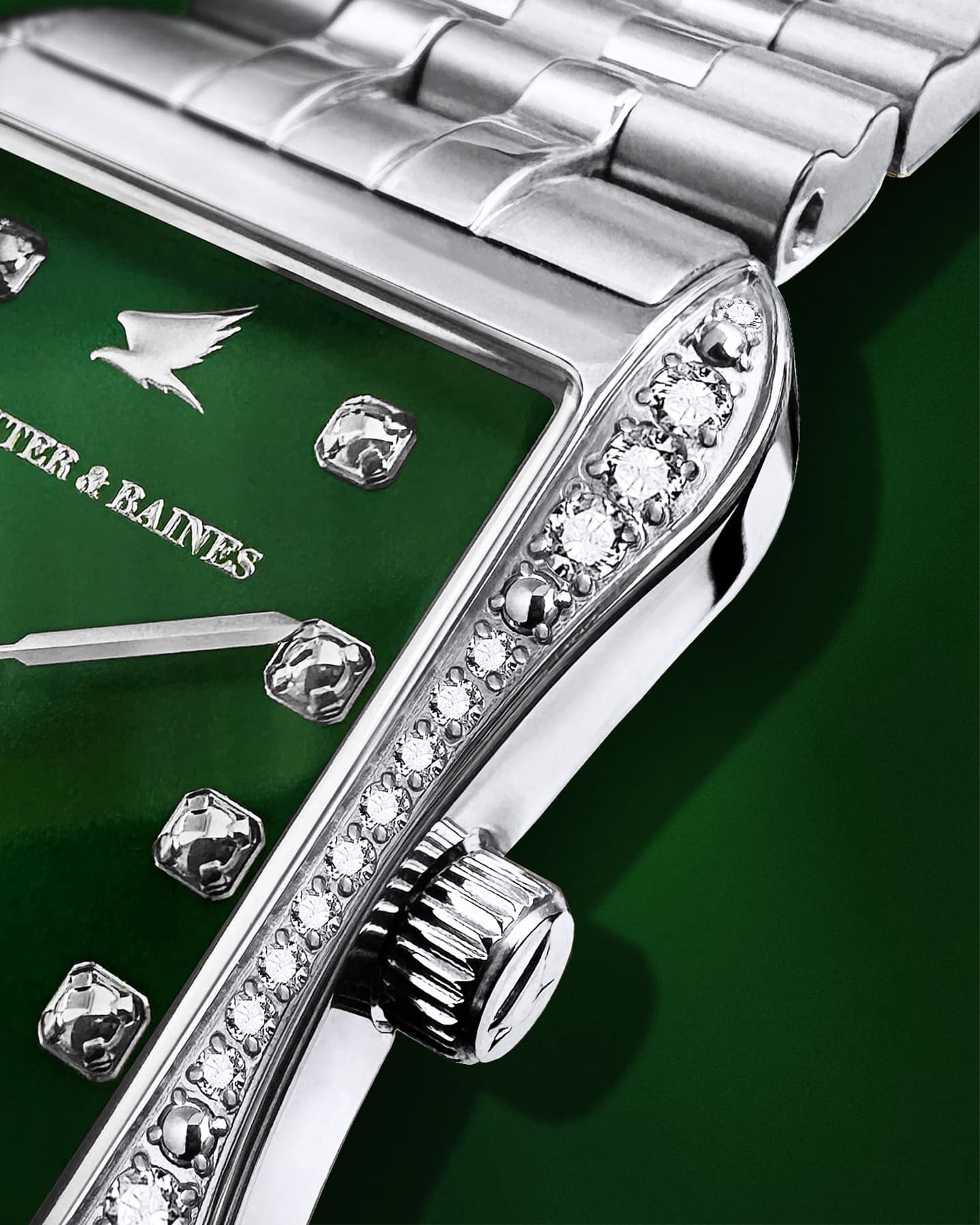 H&B Cronvas Pavé, Silver & Green - Hexter & Baines - US