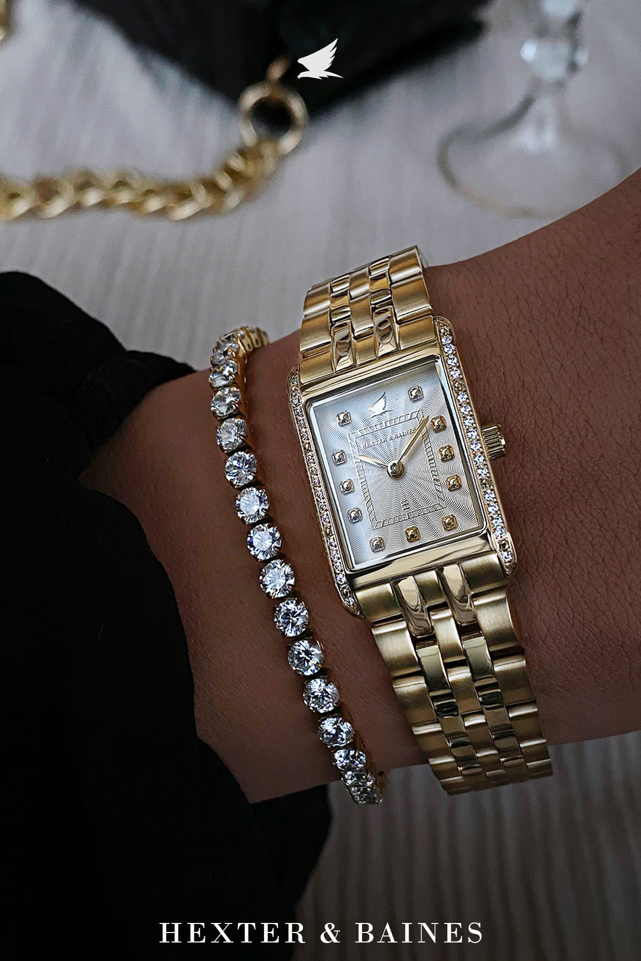 H&B Gala Pavé, Gold & White - Hexter & Baines