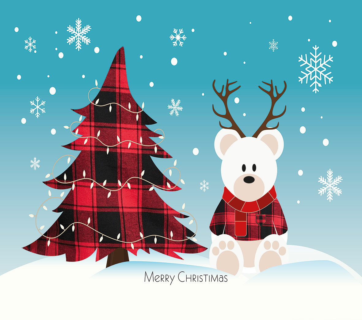 Vykort A6 Julkort med söt isbjörn - Hillysnow