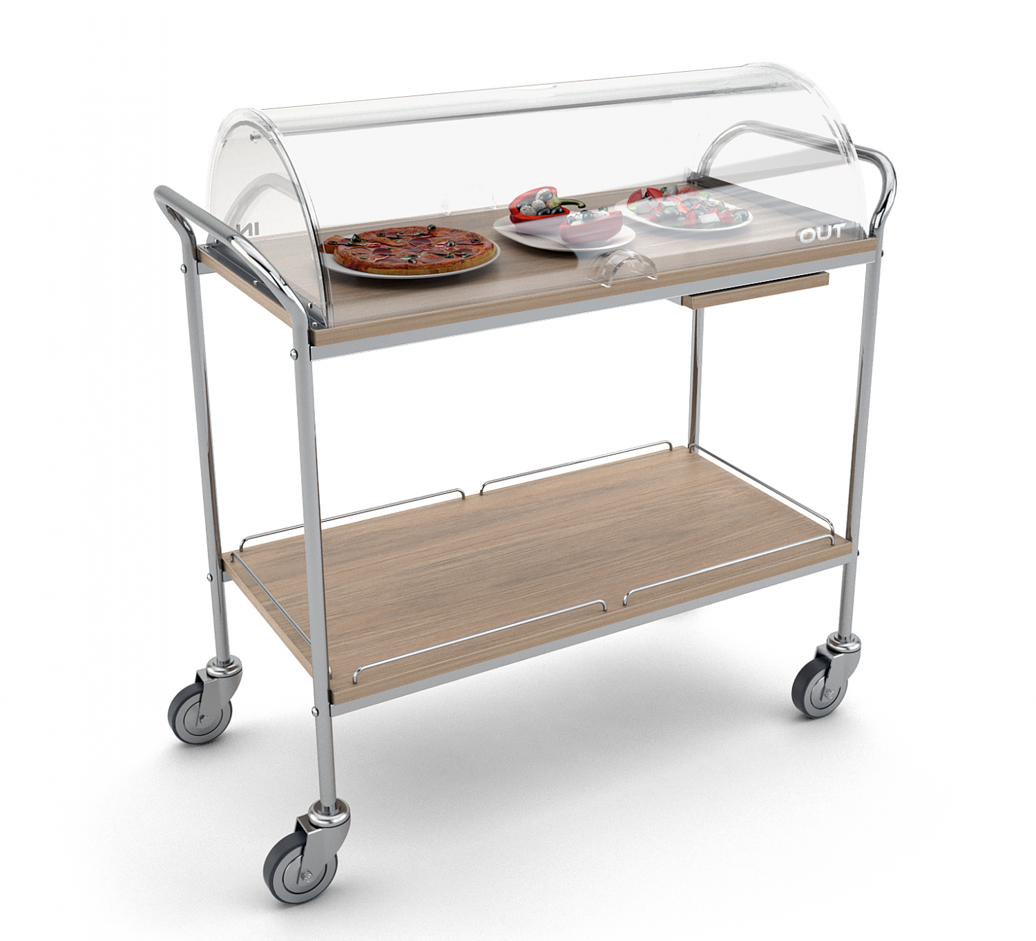Serveringsvagn Hira Clear med plexiglasskydd - Restaurang & Kökskompaniet